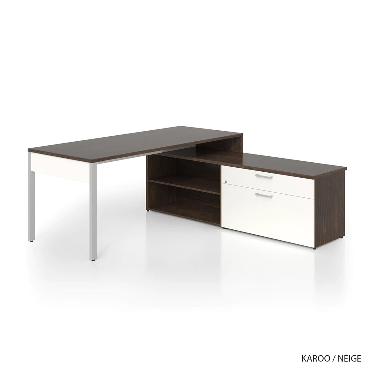 Modern L-shaped desk with low storage - Concept 300 | Solutions M3