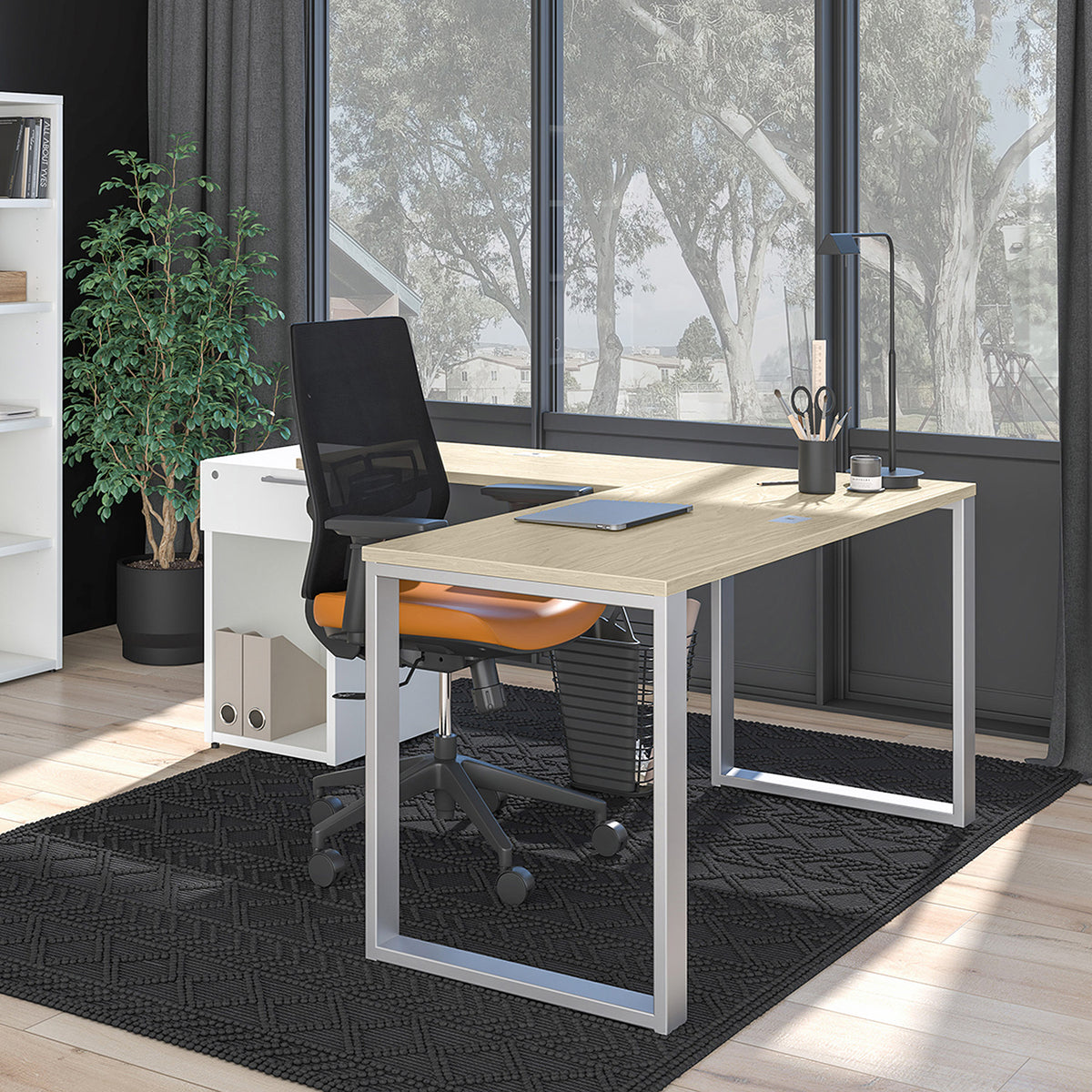 60" L-shaped desk, ideal for telecommuting - Groupe Lacasse | Solutions M3